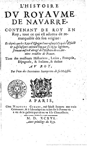 Généalogie des roys qui ont regné au Royaume de Navarre, 1596 - Bilketa