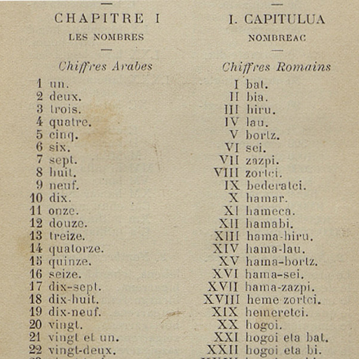 Lexique basque-français sur les nombres - Bilketa
